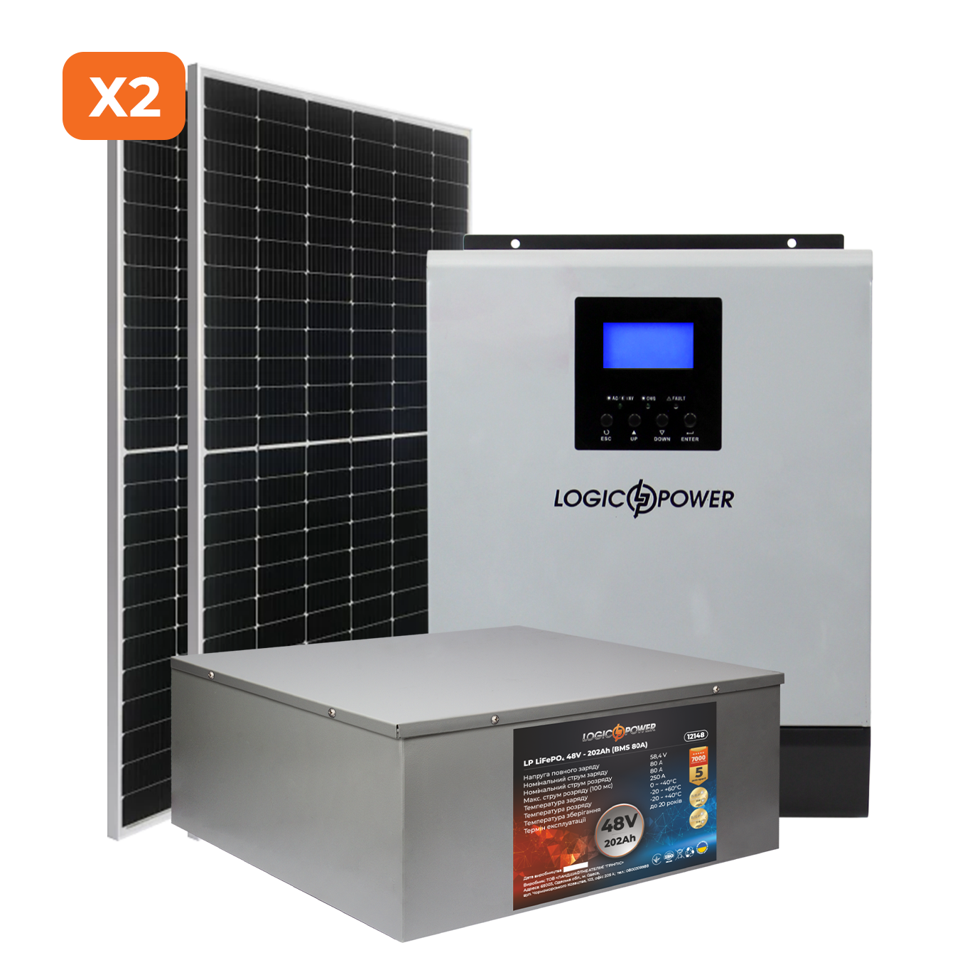 Комплект СЕС 3кВт АКБ (літій) 202 Ah